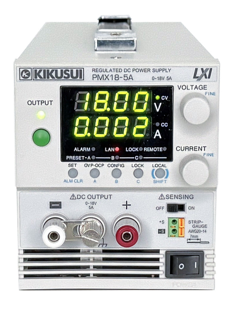 Kikusui PMX18-5A Programmable DC Power Supply, 0 to 18 Vdc, 0 to 5 A