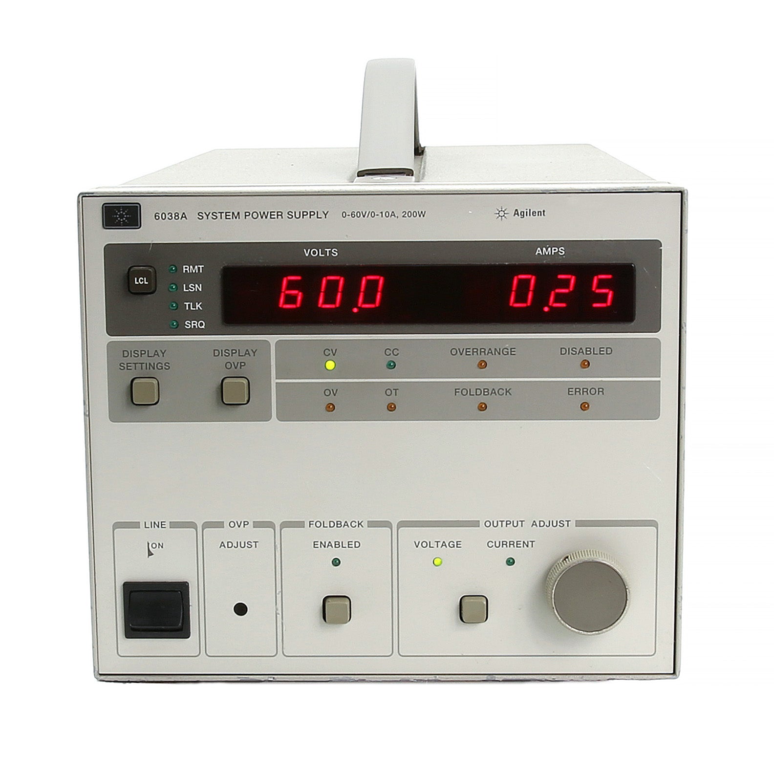Keysight / Agilent 6038A DC Power Supply, 0 to 60 Vdc, 0 to 10 A, GPIB